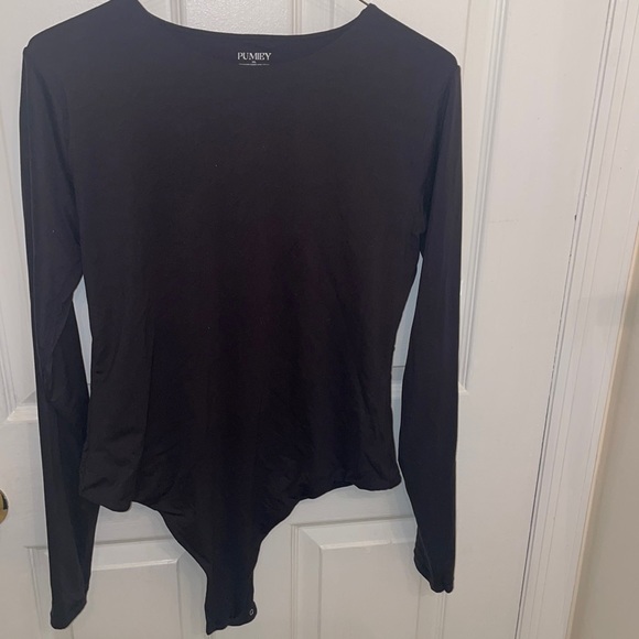 Pumiey | Tops | Pumiey Black Bodysuit | Poshmark
